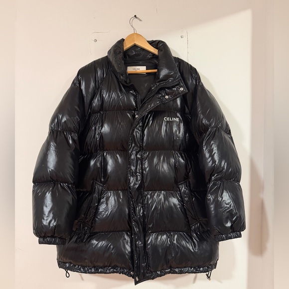 Celine | Jackets & Coats | Celine Shiny Black Puffer Jacket | Poshmark